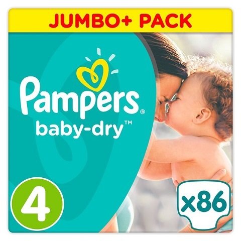 PAMPERS BABY DRY SIZE 4 x86/Pack, 9-14kg JUMBO+ PACK