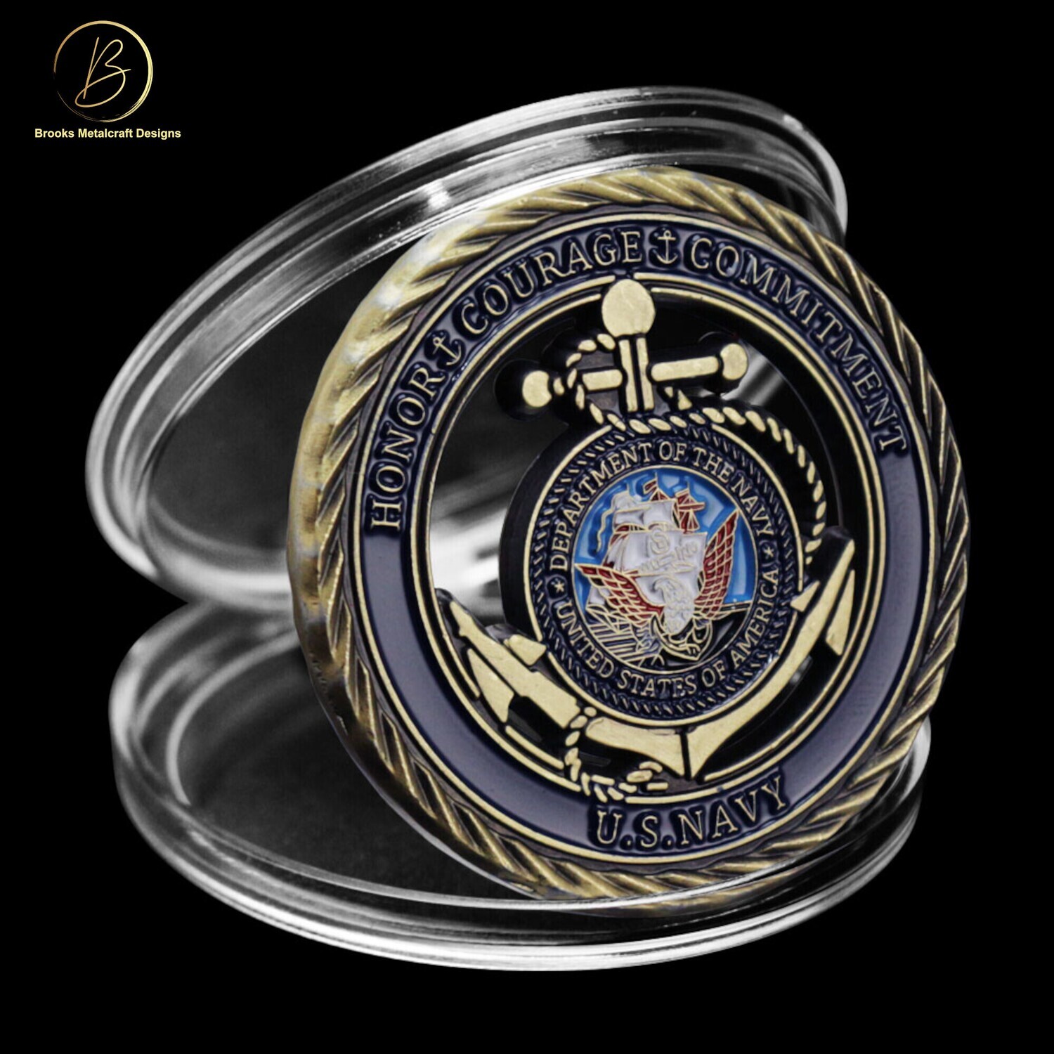 Navy Hollow Emblem Core Values Military Challenge Coin