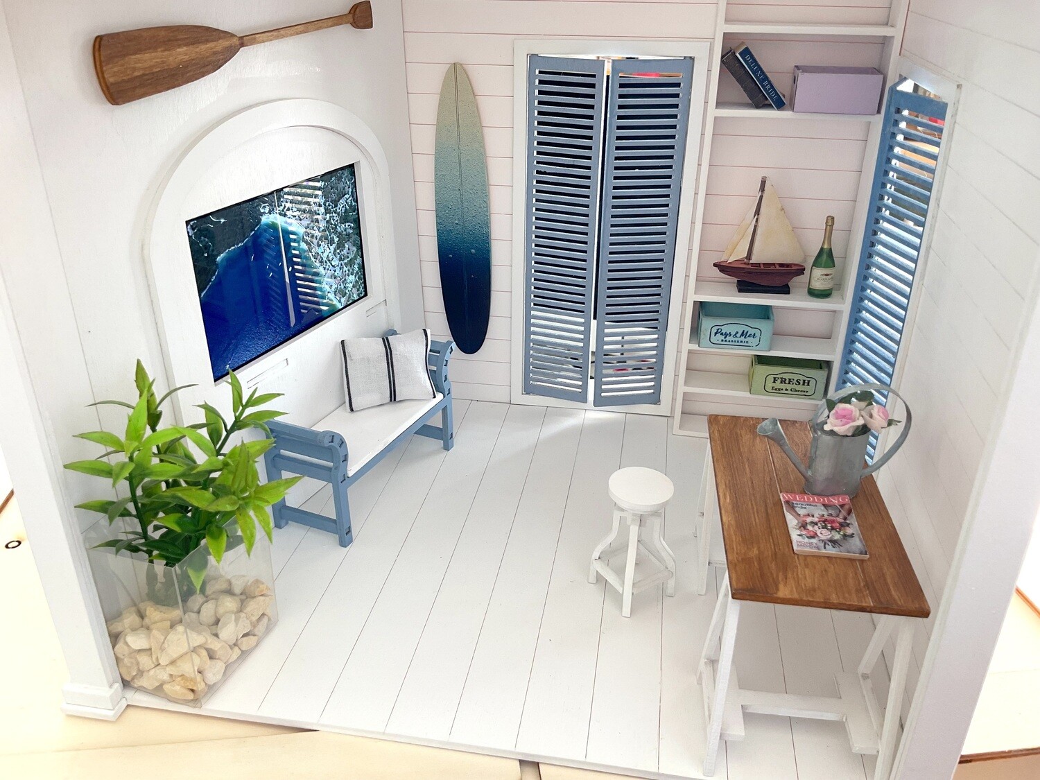 The Beach House Roombox 1/12 DIY kit including shutter doors, paddle ...