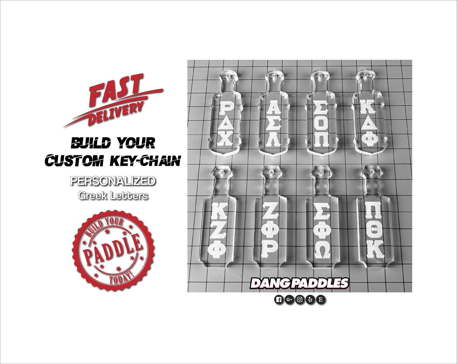 Personalized Acrylic Glass Mini Key Chain for Greek Fraternity Sorority ...