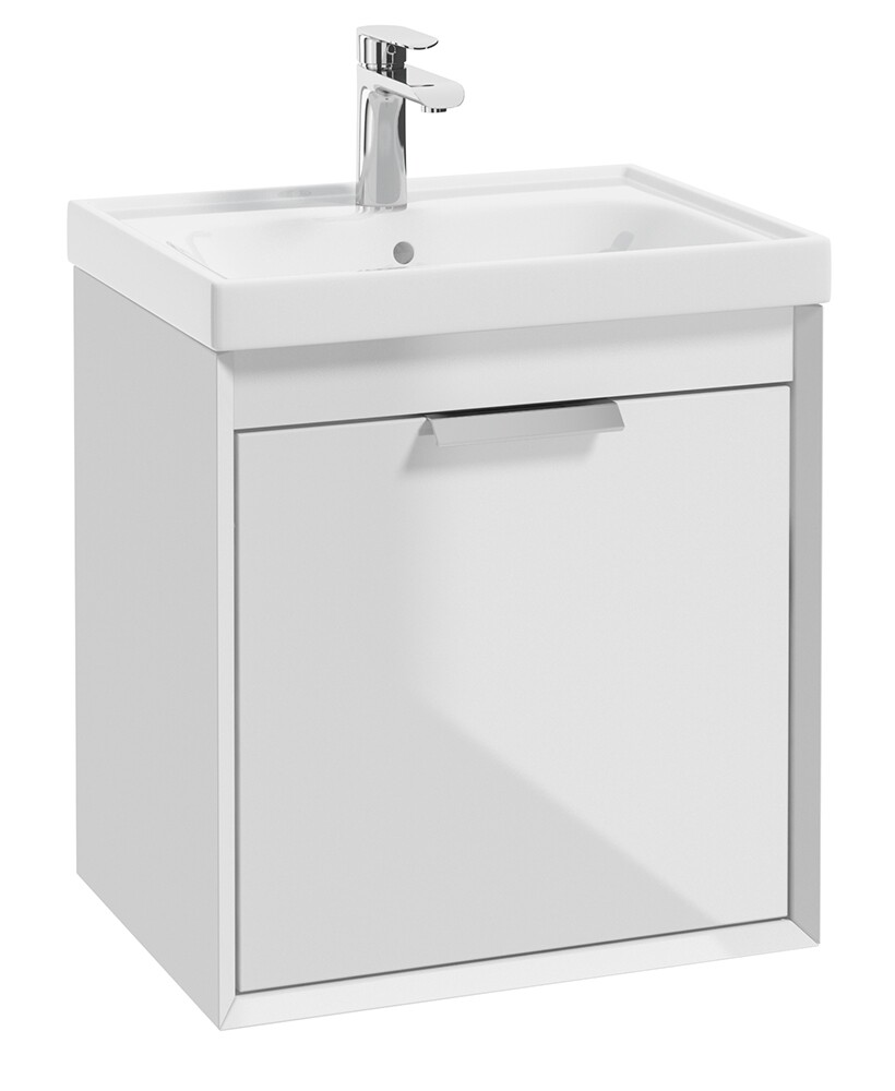SONAS Fjord 50cm Wall Hung Vanity Unit Gloss White- Brushed Chrome Hardware
