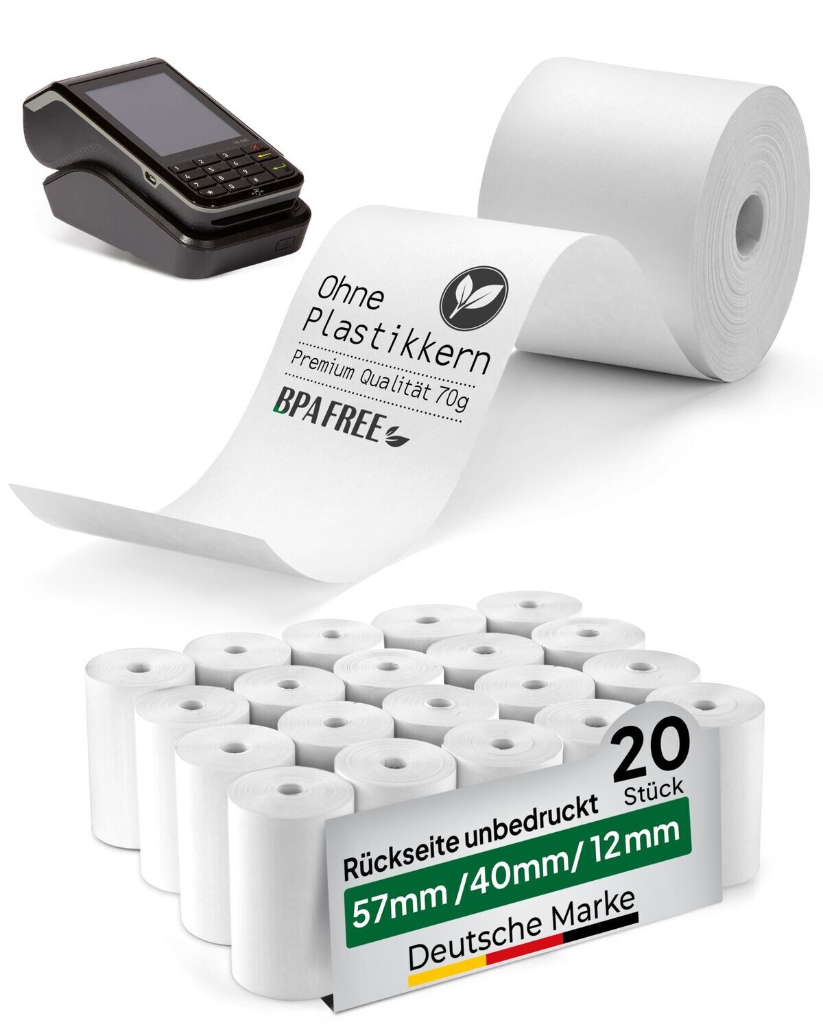 20 Thermorollen 57mm/40mm/12mm