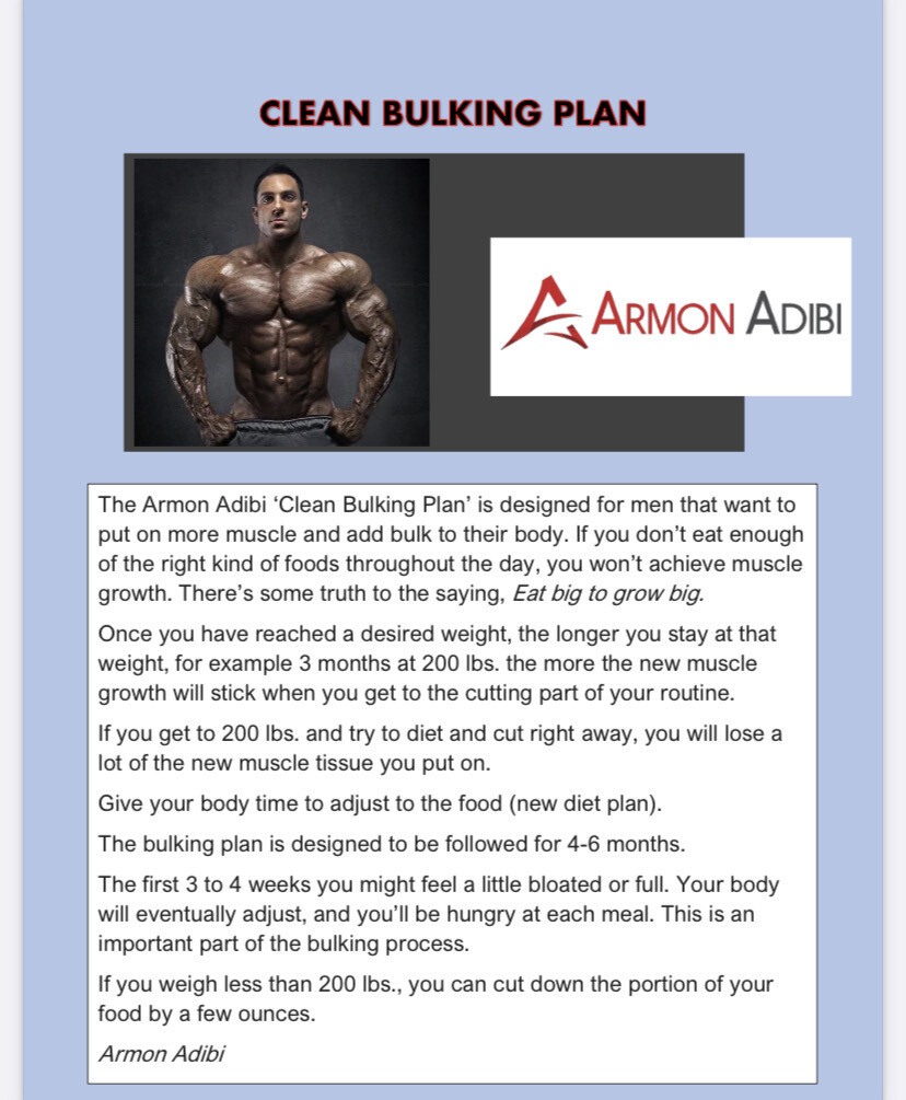 DIGITAL DOWNLOAD CLEAN BULKING PLAN