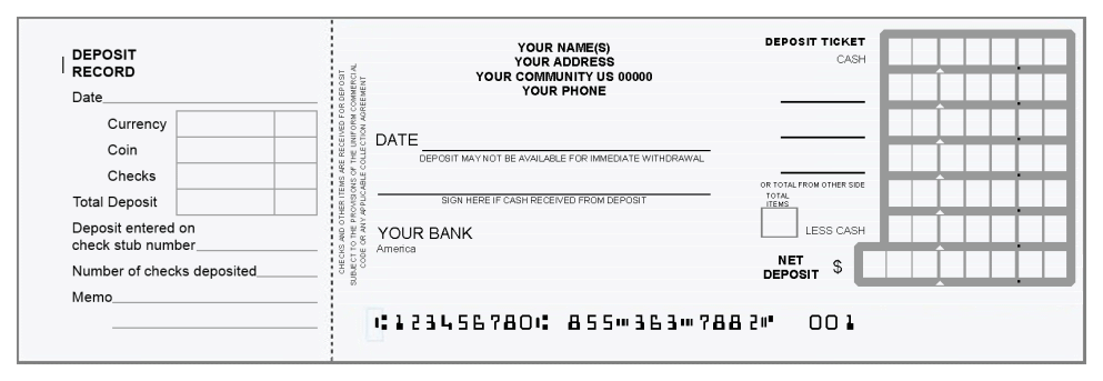 End-Stub Deposit Slips only