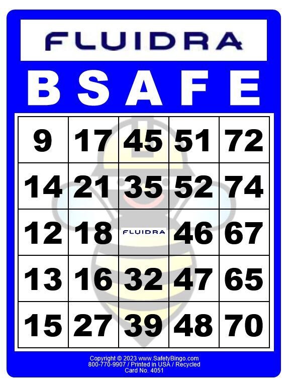 Color 4x5 Fluidra Bingo Cards (Pack of 100)