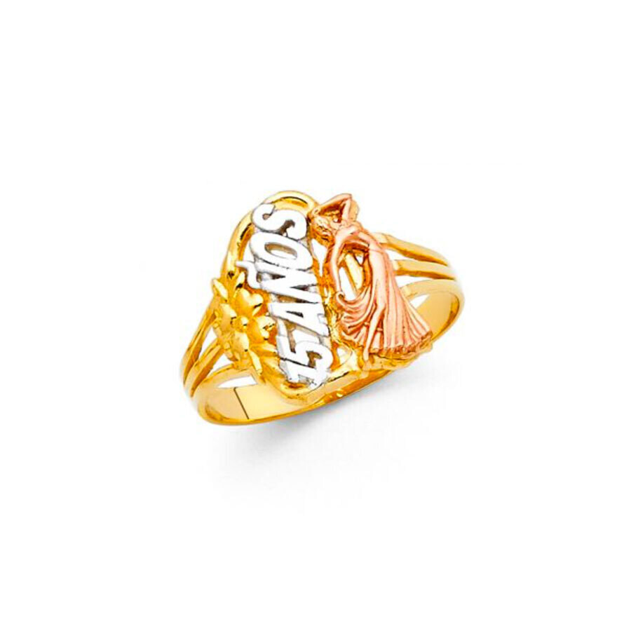 14K 3C Gold High Polish 15 años W/Quinceañera 8 - Gemstone Rings: A ...