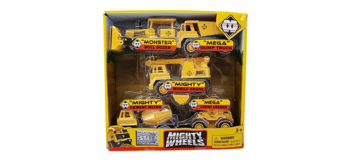 Mighty Wheels 3.5” Truck 5 pack set- Dump Truck, Front Loader, Cement ...