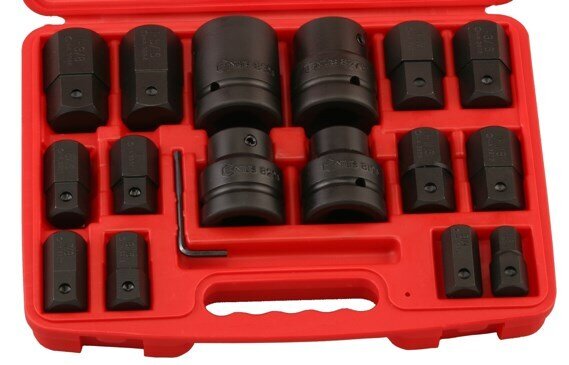 1 Inch Drive x 17 Piece SAE Hex Bit Socket Set