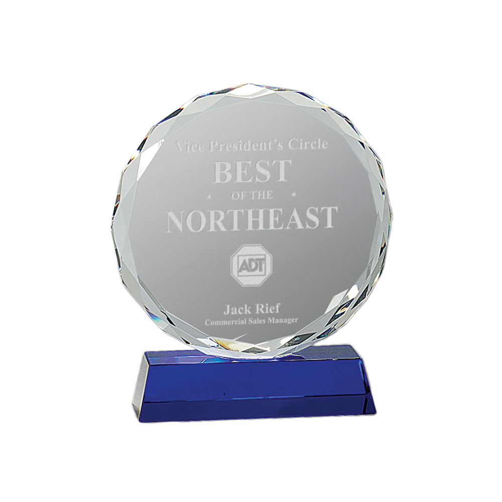 Round Crystal Award With Blue Base