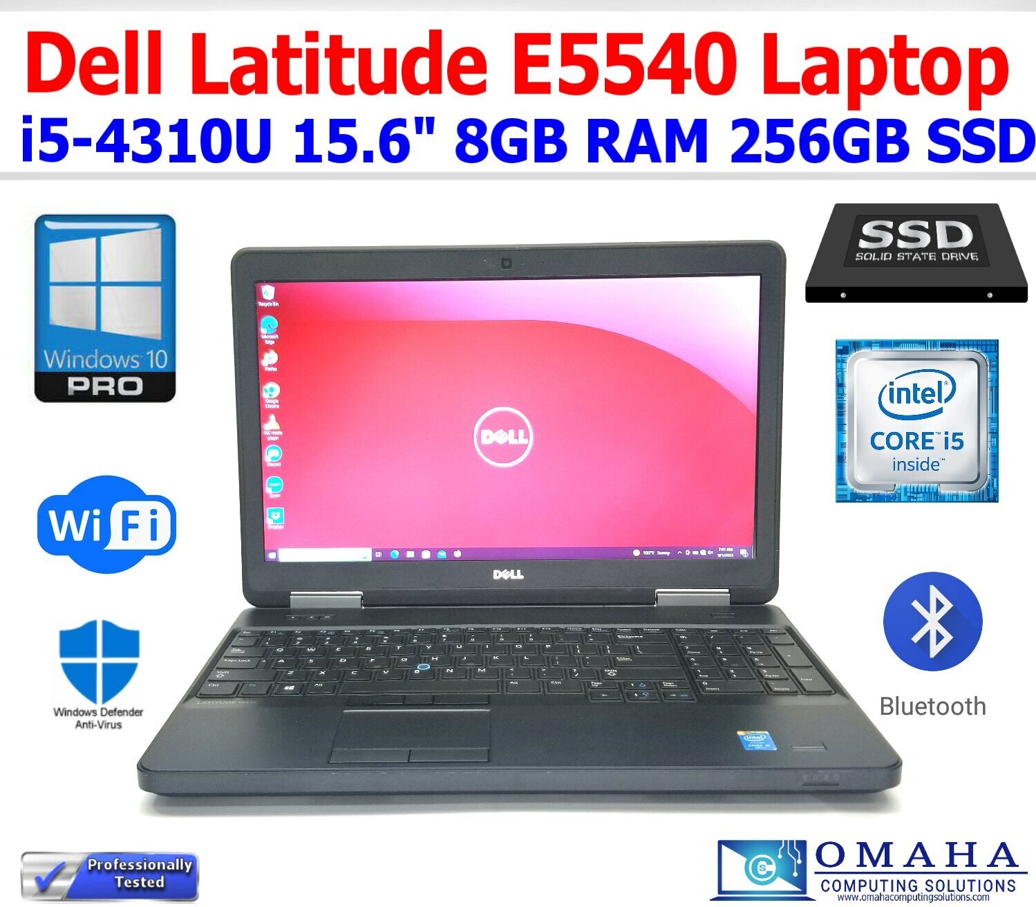 DELL LATITUDE E5540 i5-4310U 2.0GHz 8GB RAM 256GB SSD WIFI/BT 15.6 INCH ...
