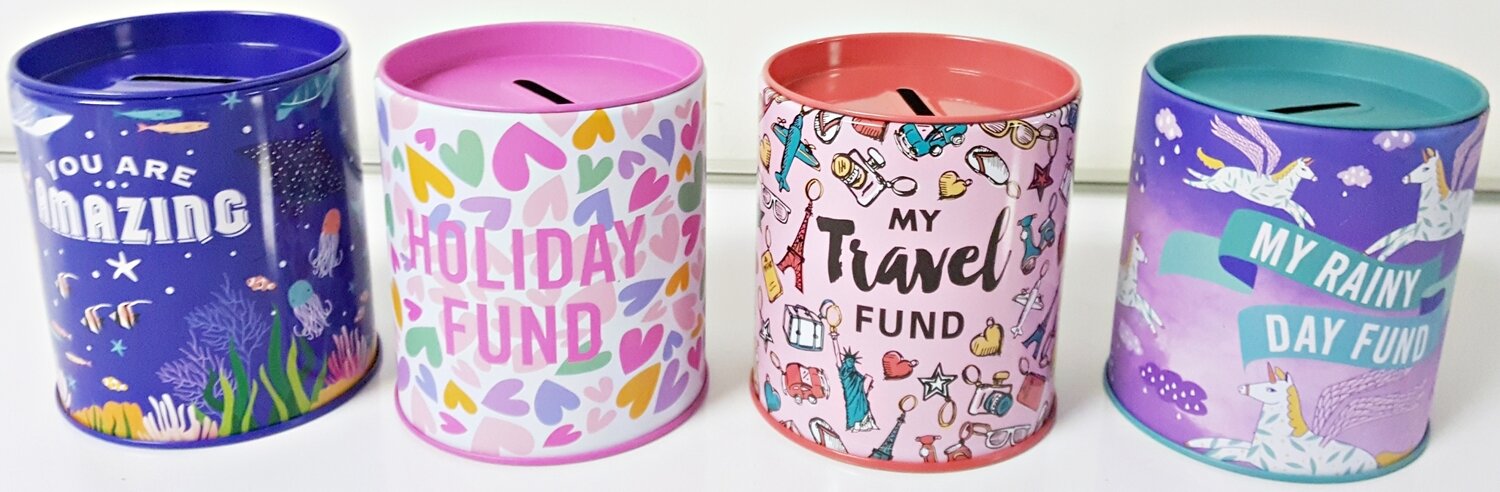 Cylinder Money Box -(Set of 4) R15 each