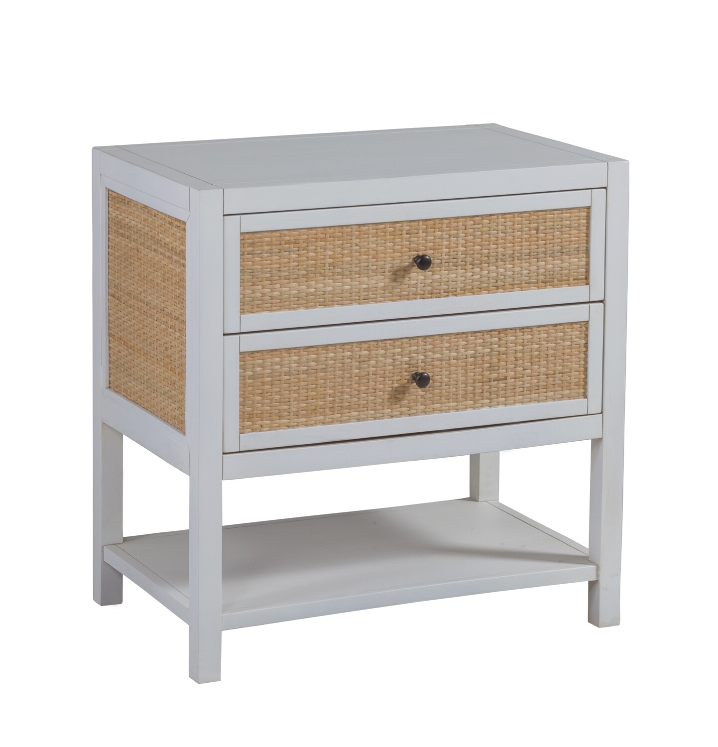 Woven Wood Side Table White