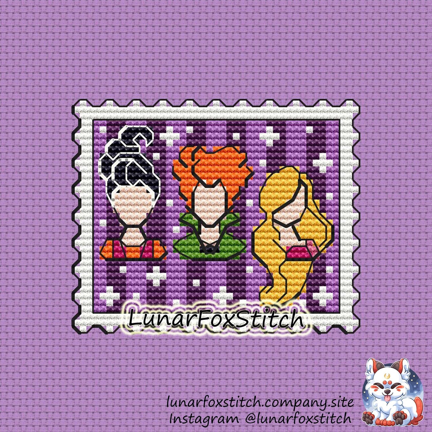 Hocus Pocus Witch stamp cross stitch pattern