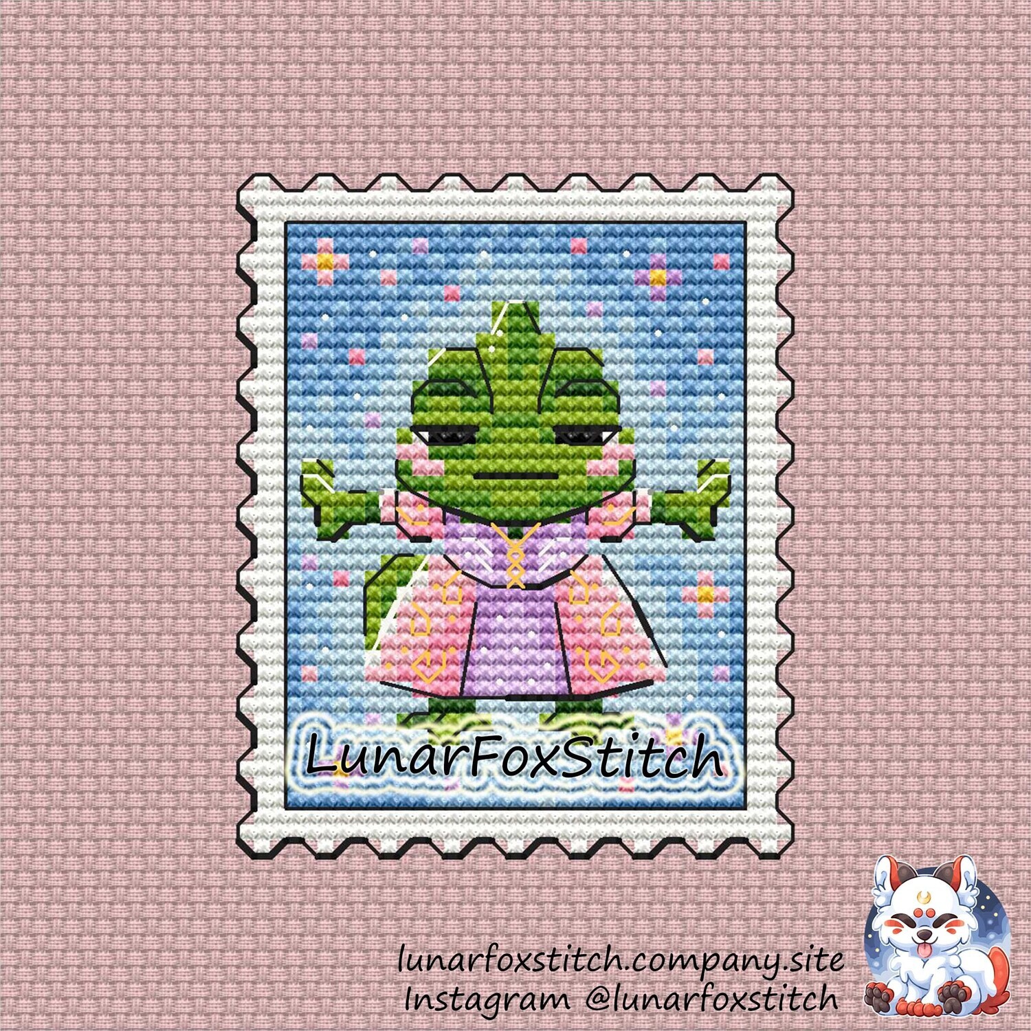 Pascal Tangled stamp cross stitch pattern