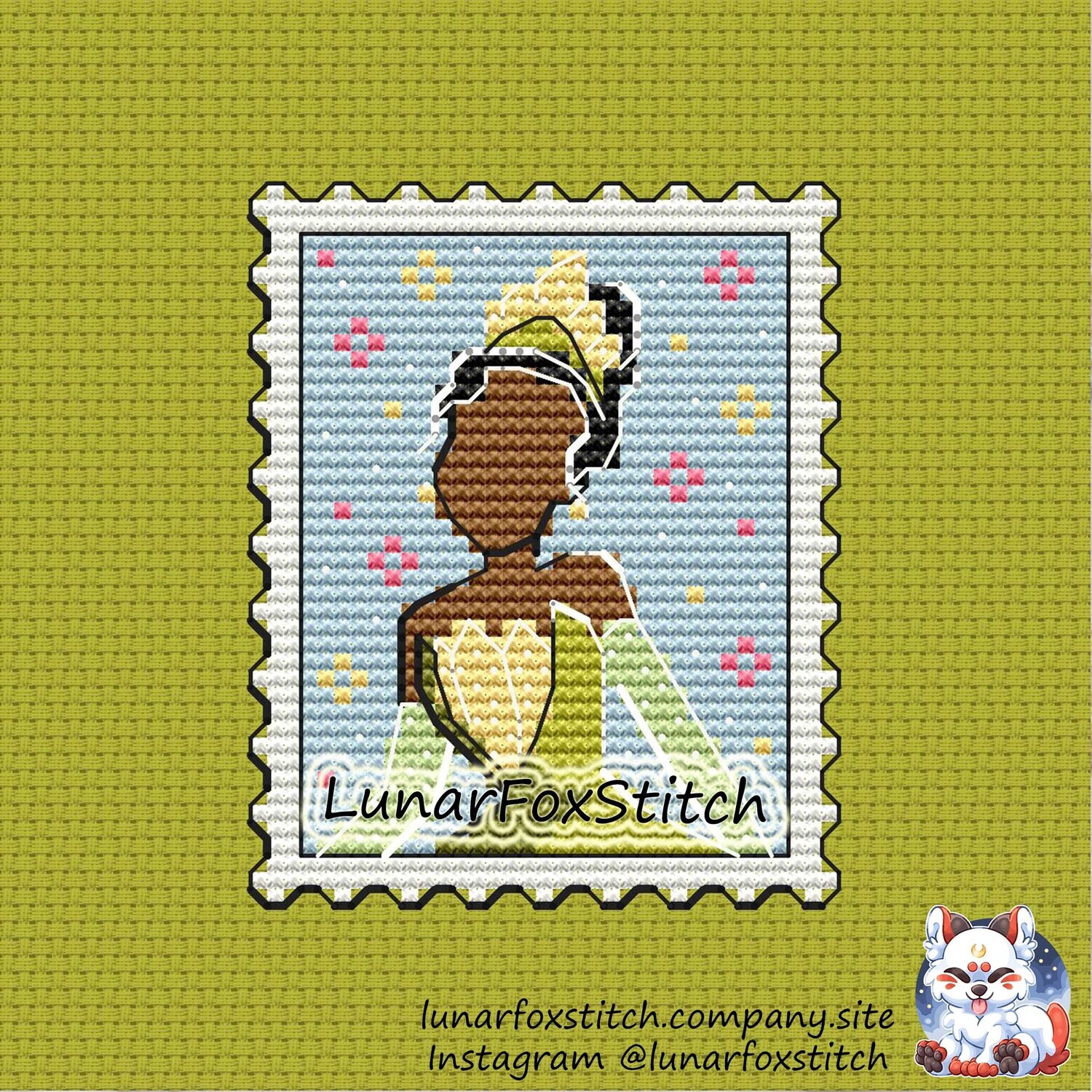The Princess and the Frog Tiana stamp cross stitch pattern