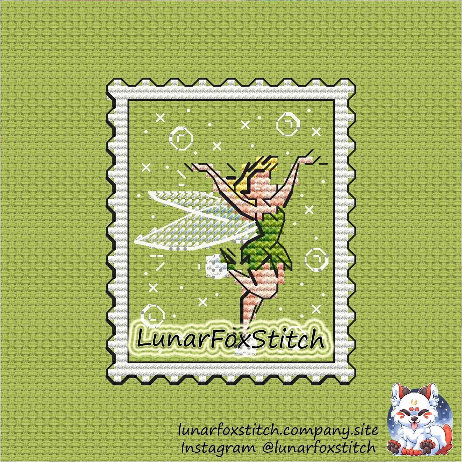 Tinker Bell Fairy stamp cross stitch pattern