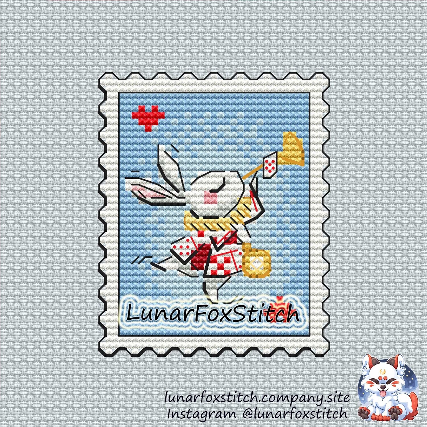 Rabbit stamp cross stitch pattern