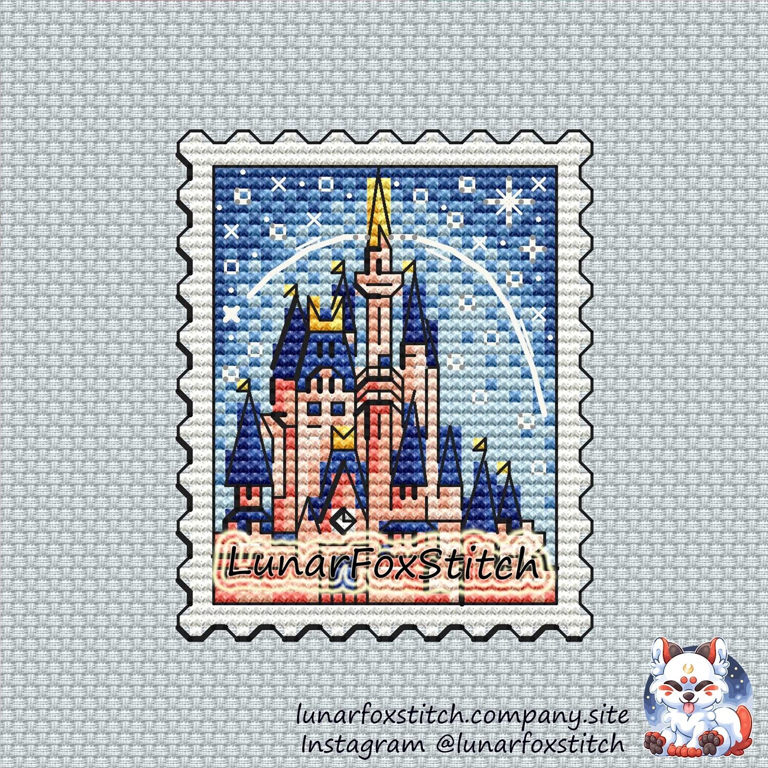 Cinderella Castle stamp cross stitch pattern