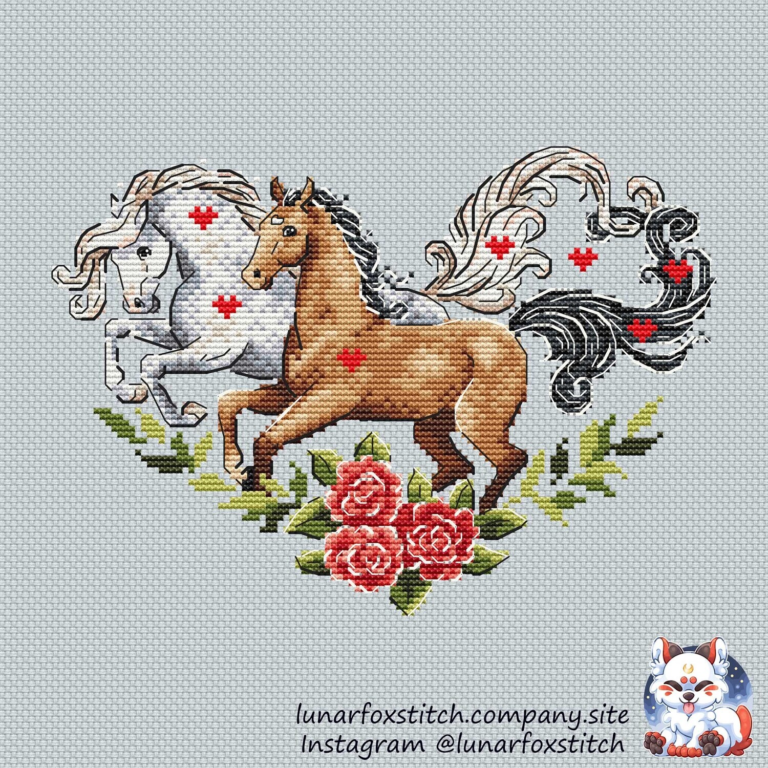 Horses cross stitch pattern