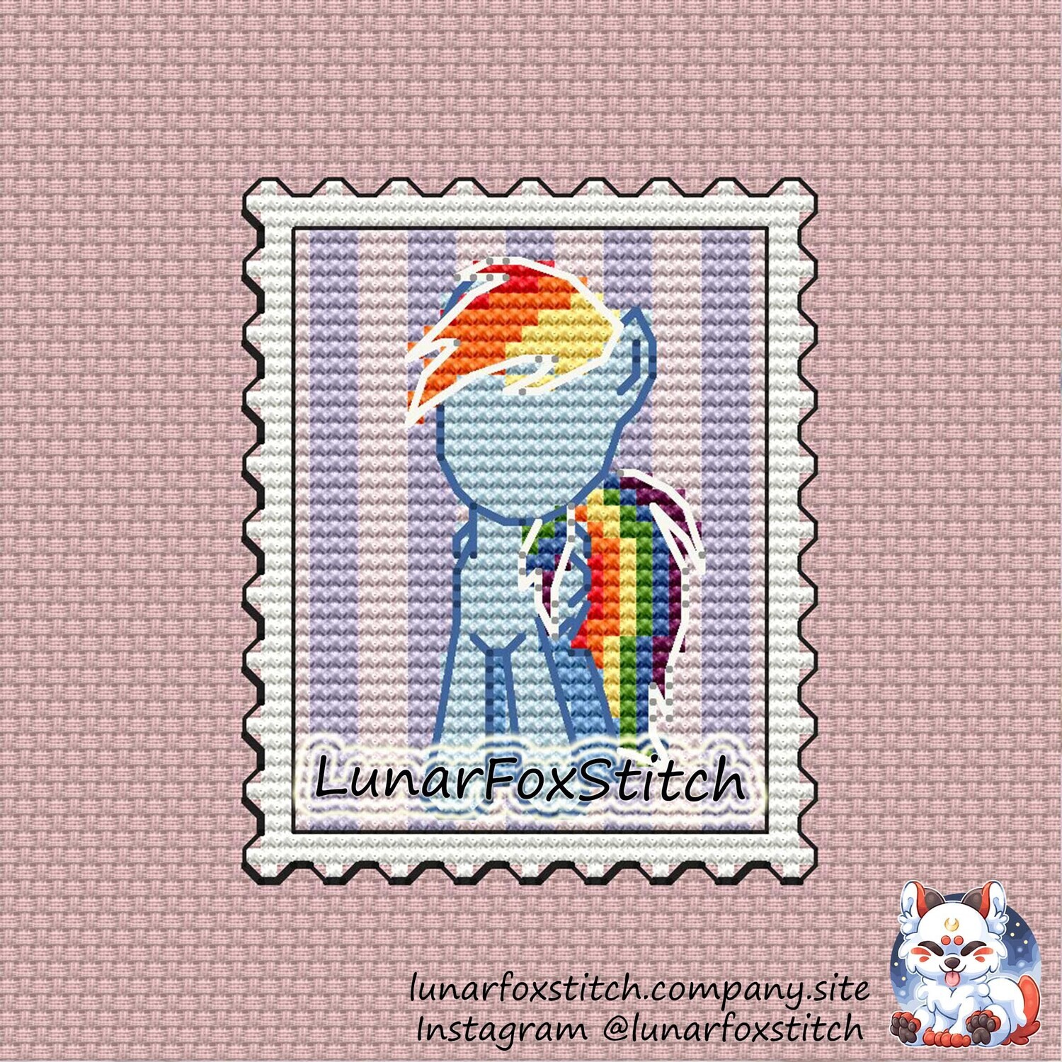 Rainbow Dash My little pony stamp cross stitch pattern