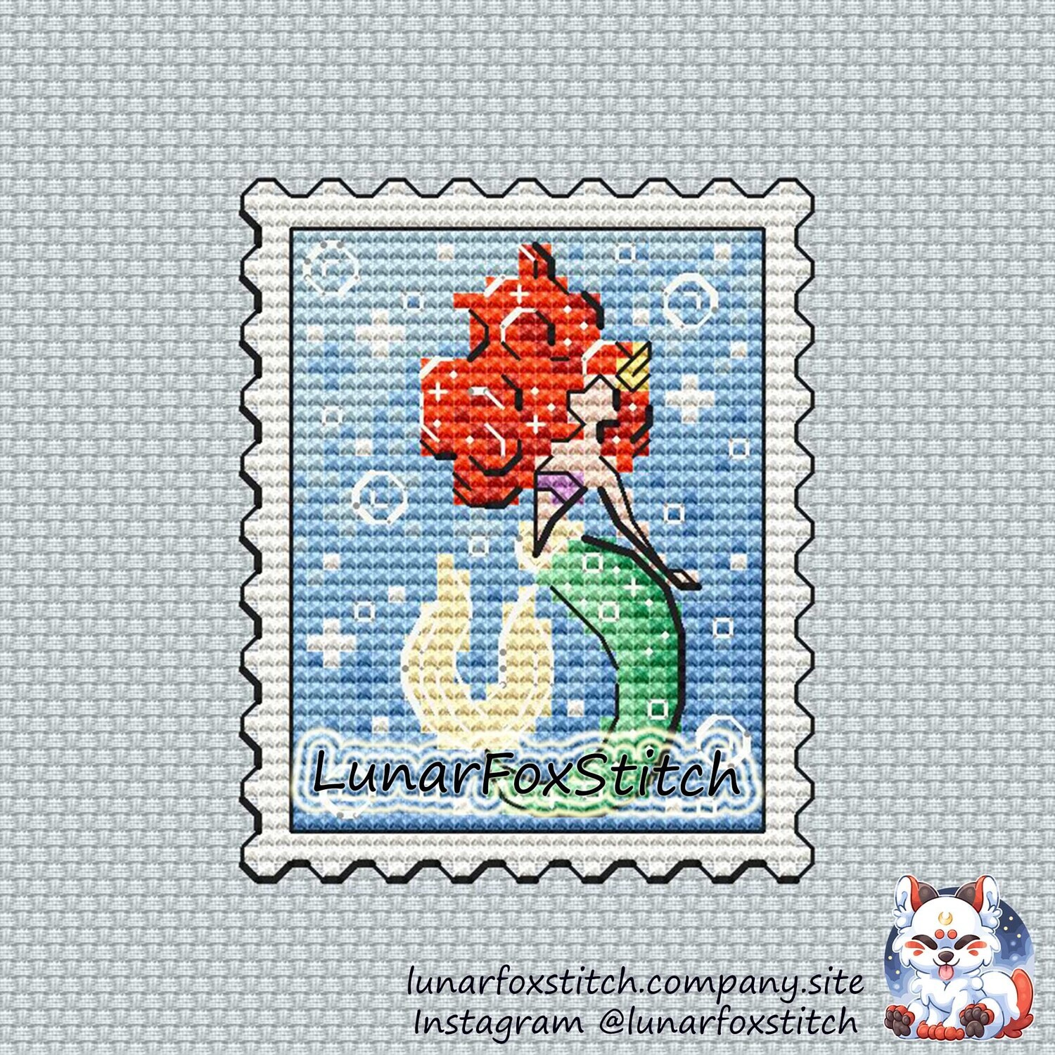 Ariel 2 The little mermaid stamp cross stitch pattern