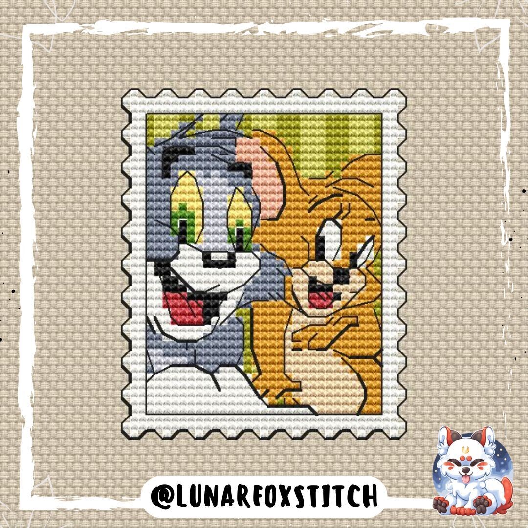Tom and Jerry stamp cross stitch pattern