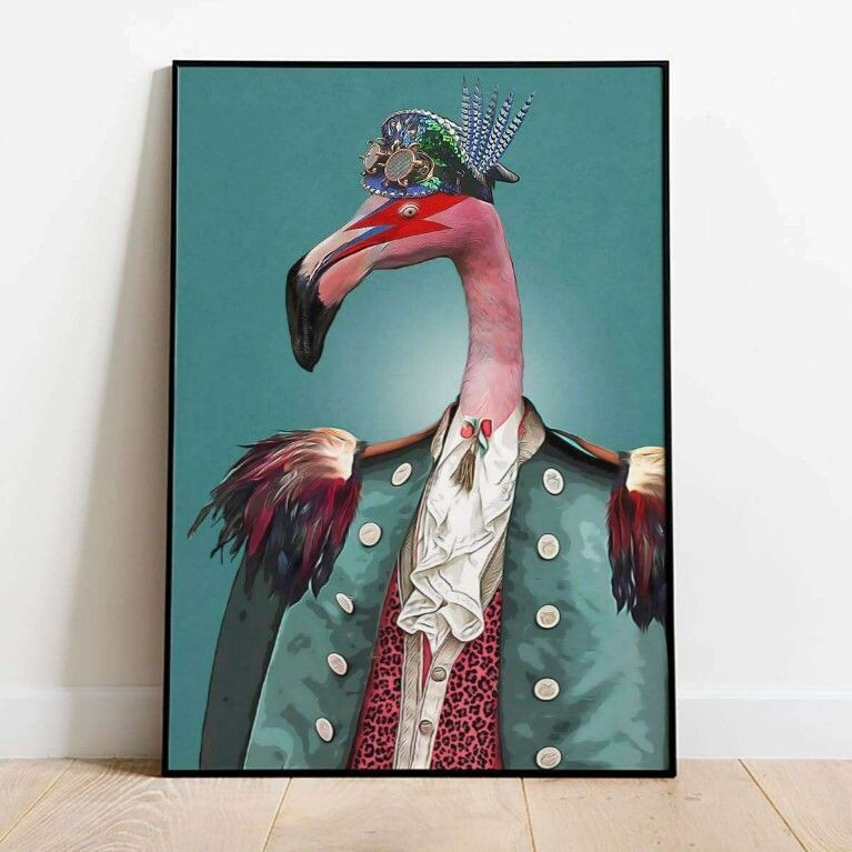 Military Animal Poster - Admiral Flamingo