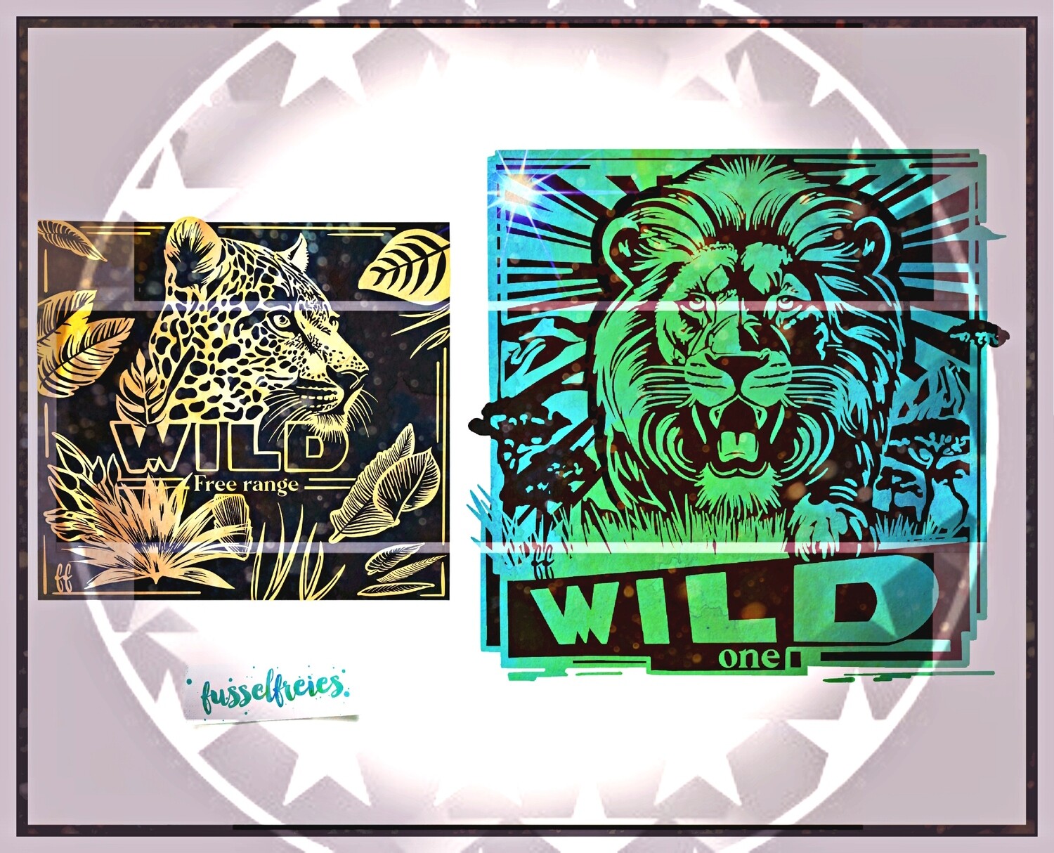 Leopard & Löwe "Wild One" - Plotterdatei Plottervorlage DXF SVG von Fusselfreies