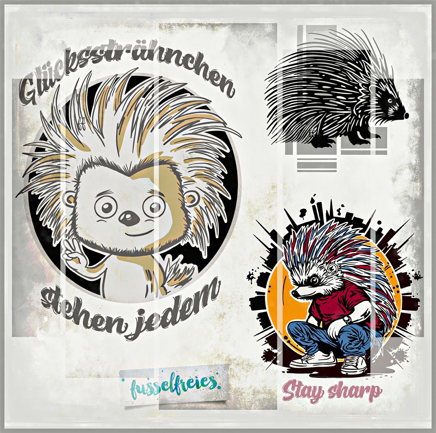 Stachelschweine - Plottervorlage, Plotterdatei Schwein gehabt, Glück DXF SVG von Fusselfreies