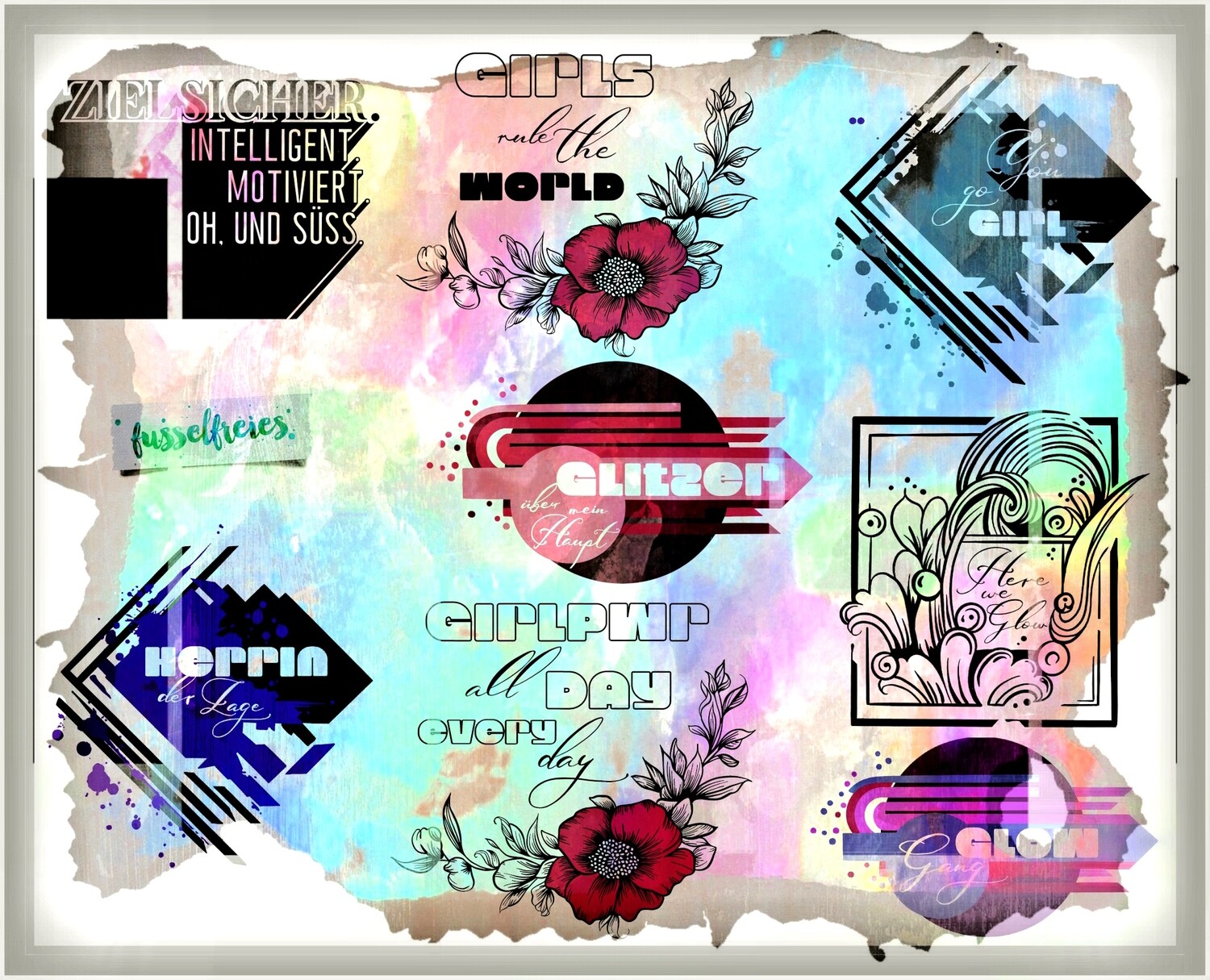 Girl Power Vol 2 Designs Plotterdatei Plottervorlage DXF SVG statements von Fusselfreies