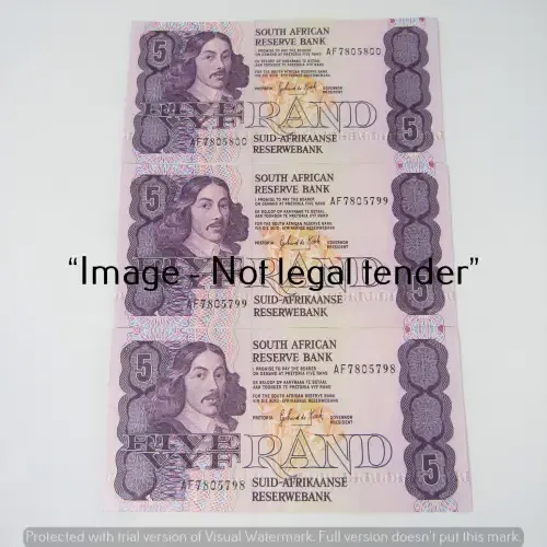 GPC de Kock 3rd Issue R5 bank notes uncirculated with consecutive ...