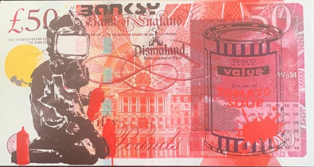 Banksy (d'après) Billet sérigraphié sur toile
