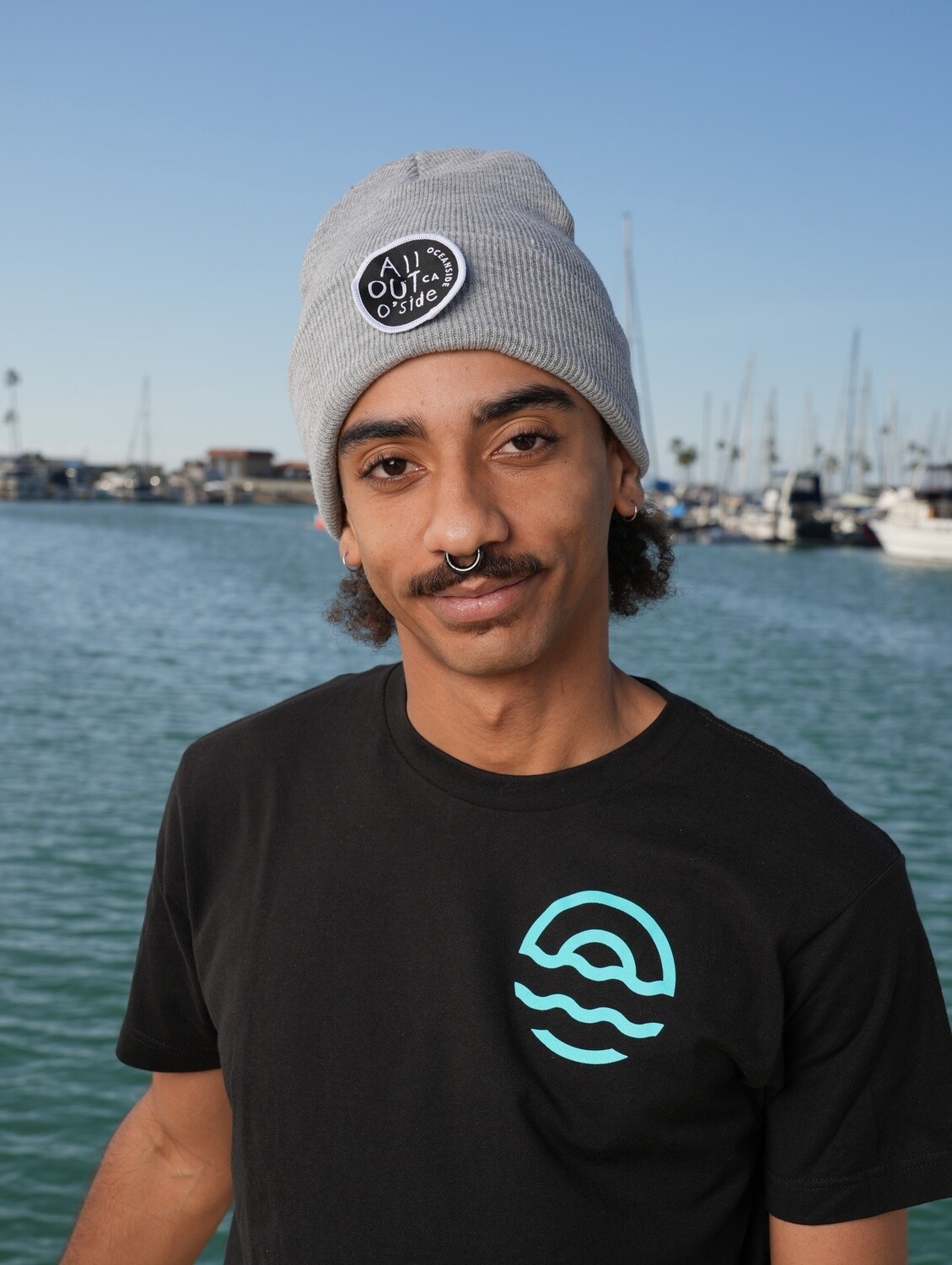 Grey Beanie with Black Patch - Store - Visit Oceanside