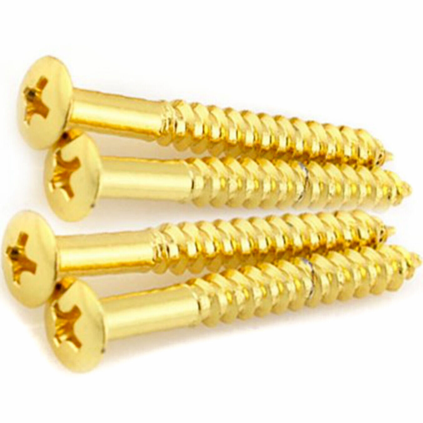 Brio Set of 4 Neck Plate Screws for Fender Strat Tele P Jazz Bass Gold
