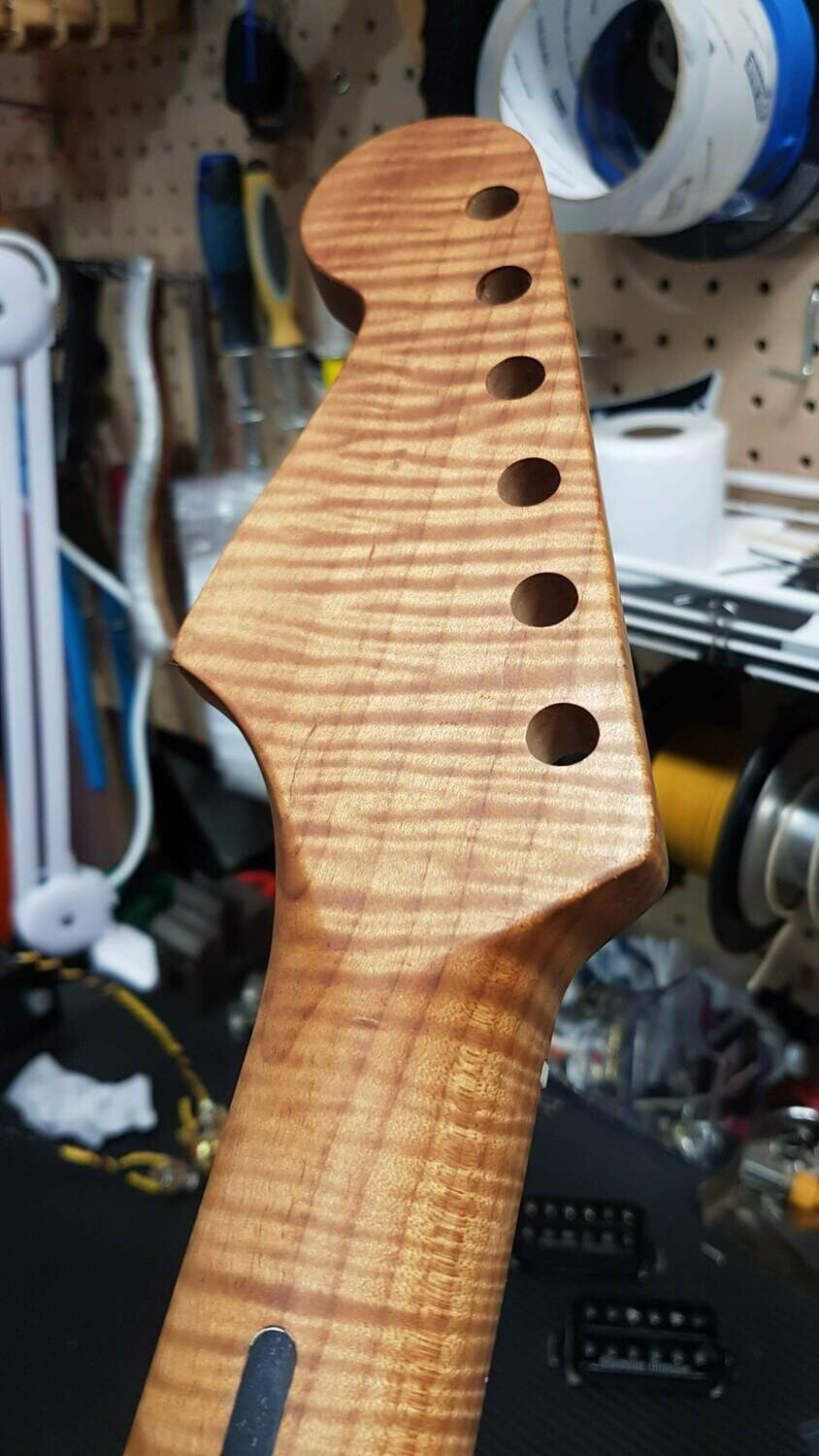 Brio Strat Style Highly Flamed Roasted Maple Neck Satin Hand Rubbed Finish