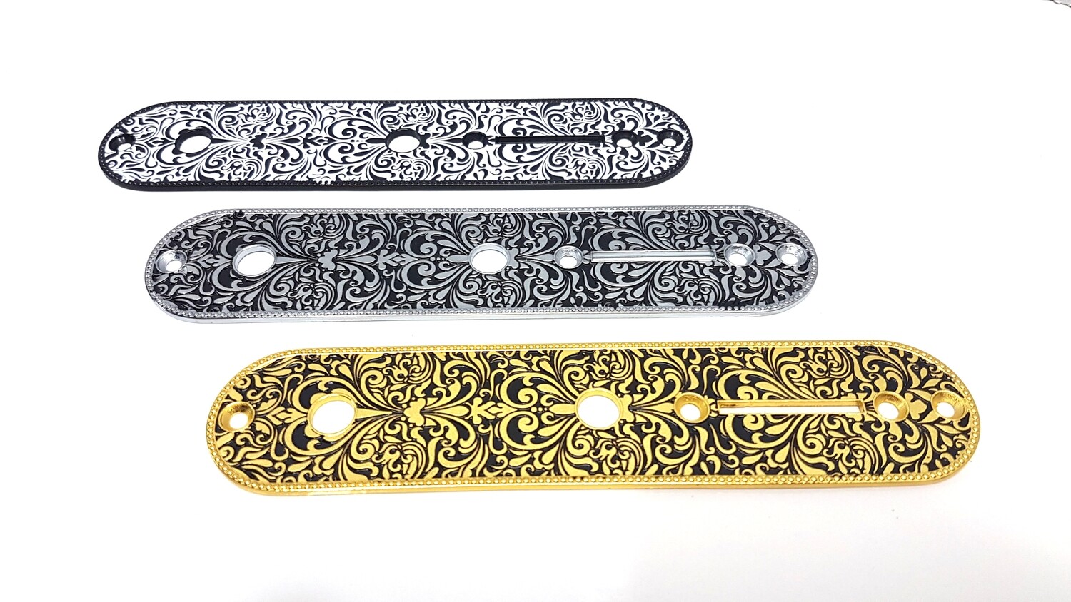 Brio Engraved Pattern Metal Tele Control Plates