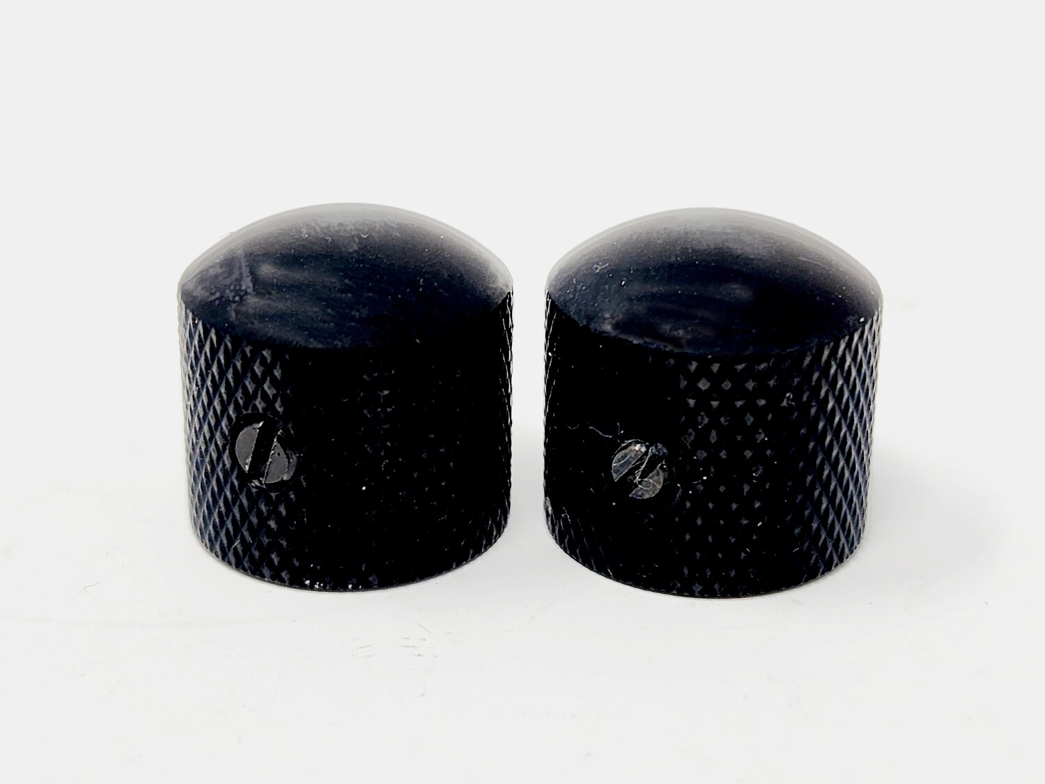 Carparelli Knurled Metal Dome Knobs x 2 Black Dome Top