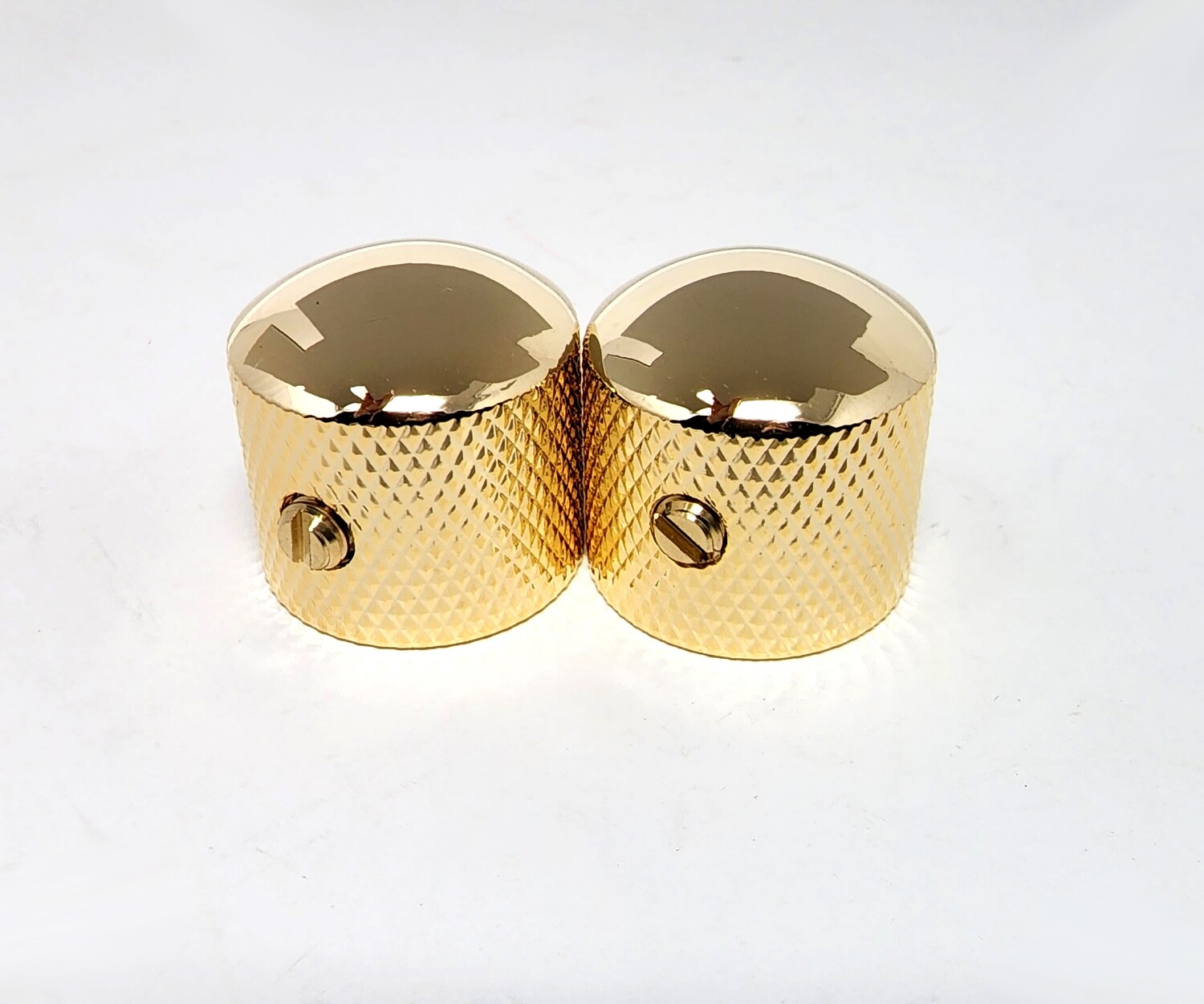 Carparelli Knurled Metal Dome Knobs x 2 Gold Dome Top fits SOLID SHAFT & SPLIT SHAFT