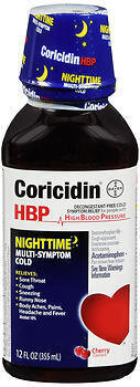 Coricidin HBP Nighttime Multi-Symptom Cold Liquid Cherry 12OZ