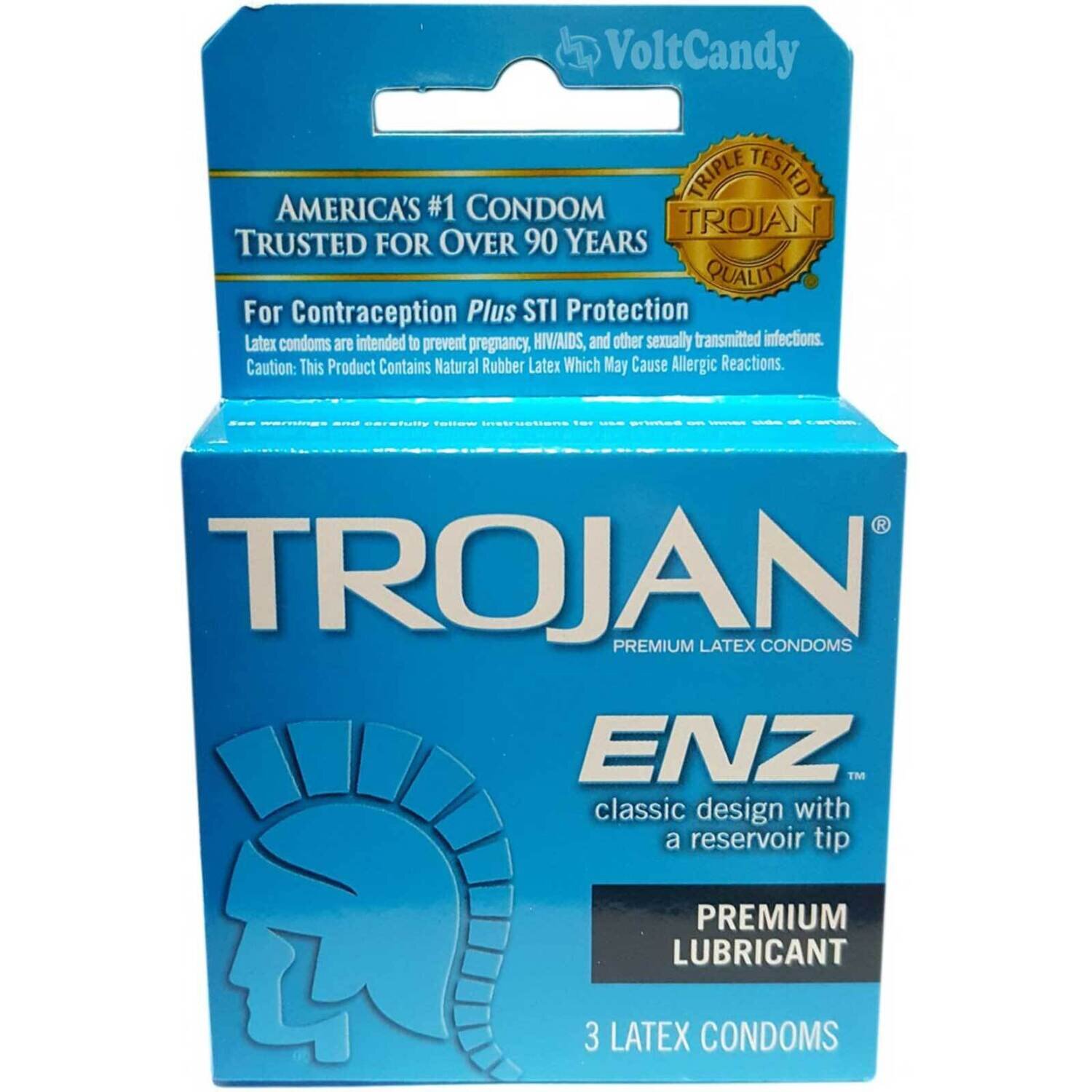Trojan Enz Classic Reservoir End with Spermicidal Lubricant Lubricated ...