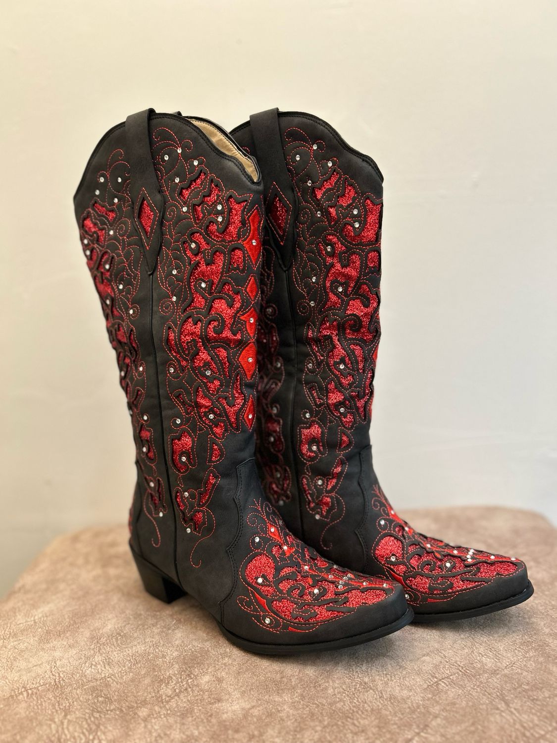 Black And Red Boots 8