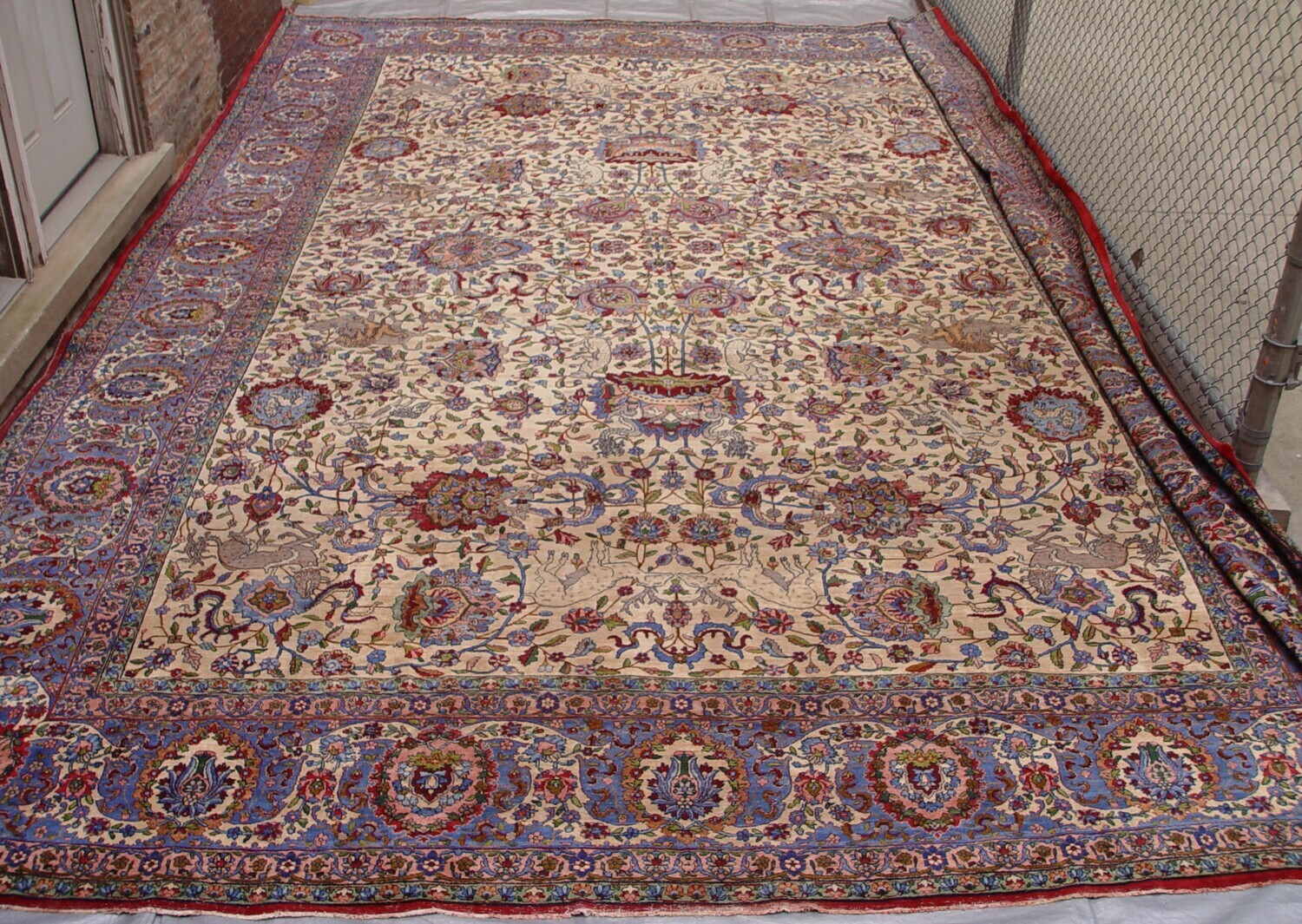 12'9" x 19' Antique 1800s-1840s Persian Kashan Hunting Scene pictorial ...