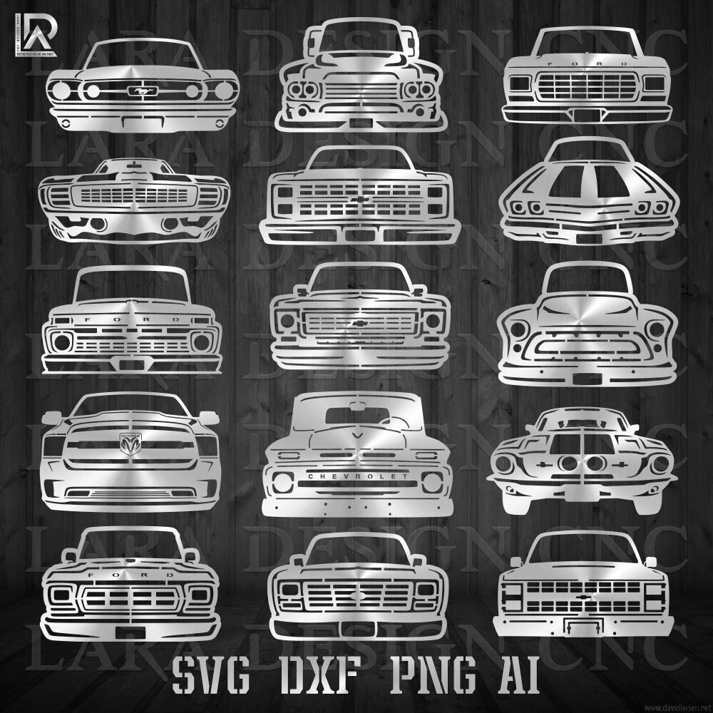 CARS FRONT END BUNDLE - DXF - SVG - AI - PDF