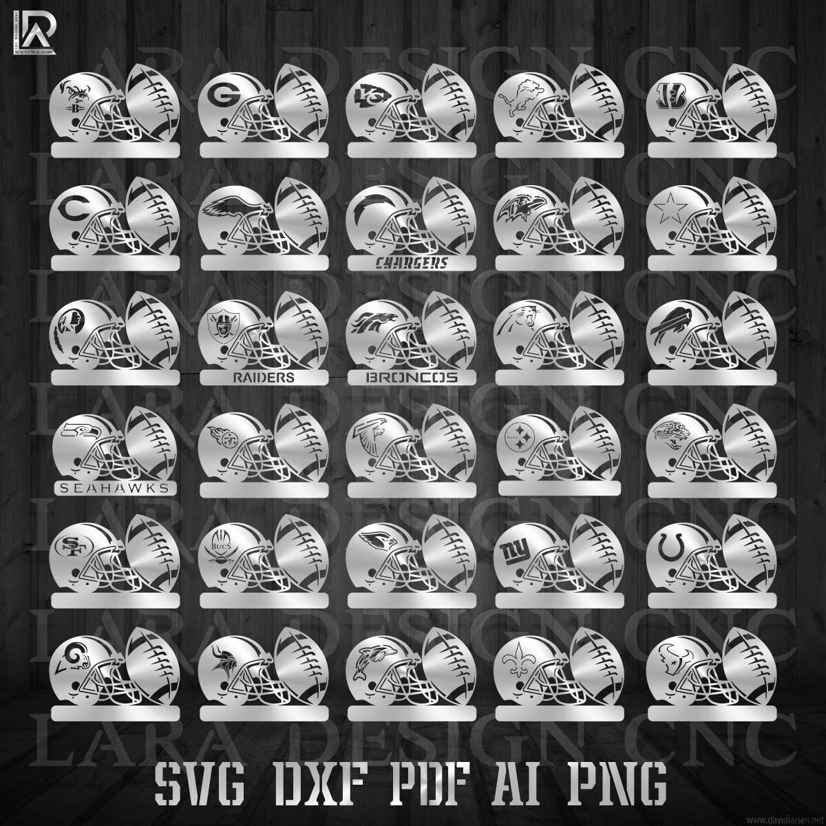 NFL HELMETS TEAMS BUNDLE - DXF - SVG - AI - PDF