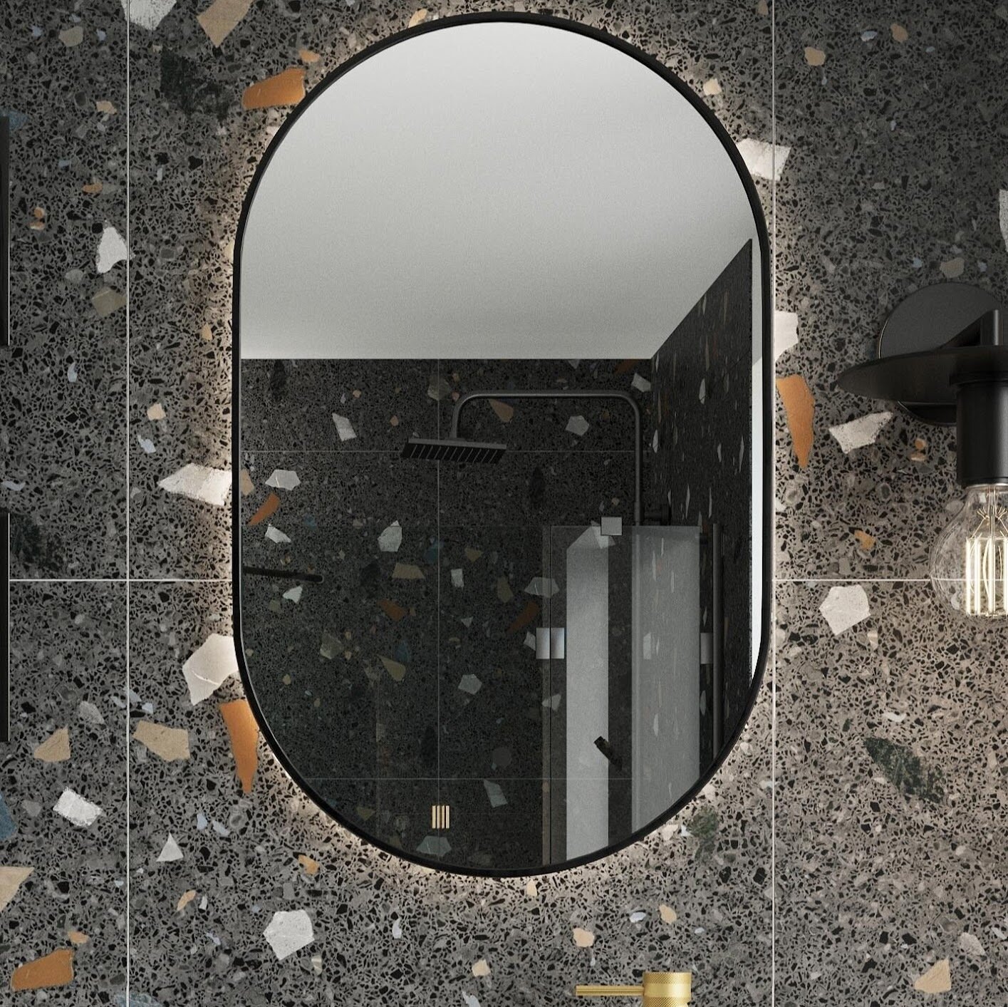 Bailey Tablet Mirror Black 500 x 800 | Bathroom Furniture | JusTTiles ...