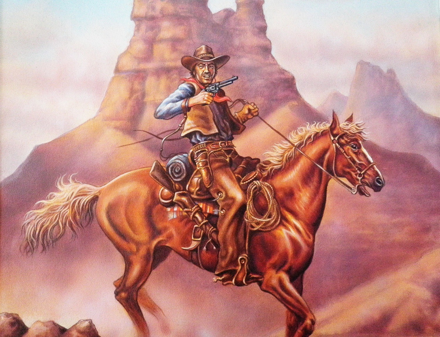 Pulp Fiction Cover Illustration Art Cowboy Horse