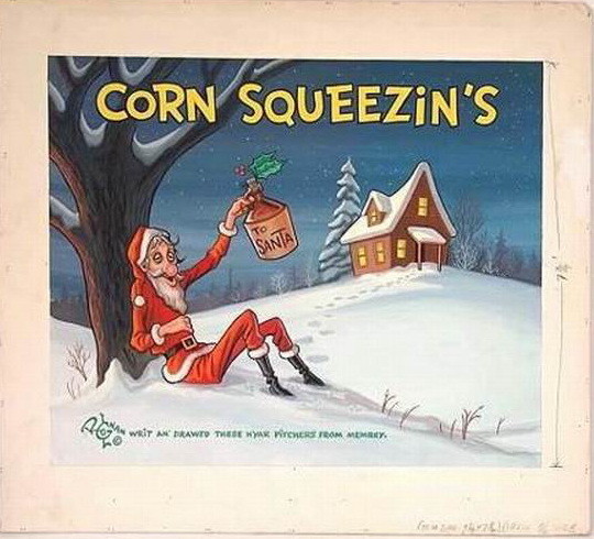 Lloyd Rognan MCM Santa Hillbilly Watercolor Painting