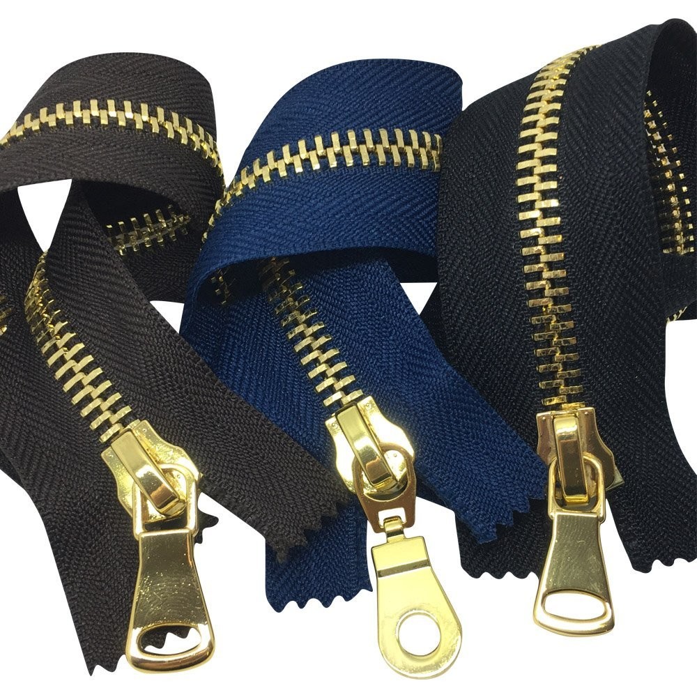 Polished Gold Closed End Metal #8 Zip