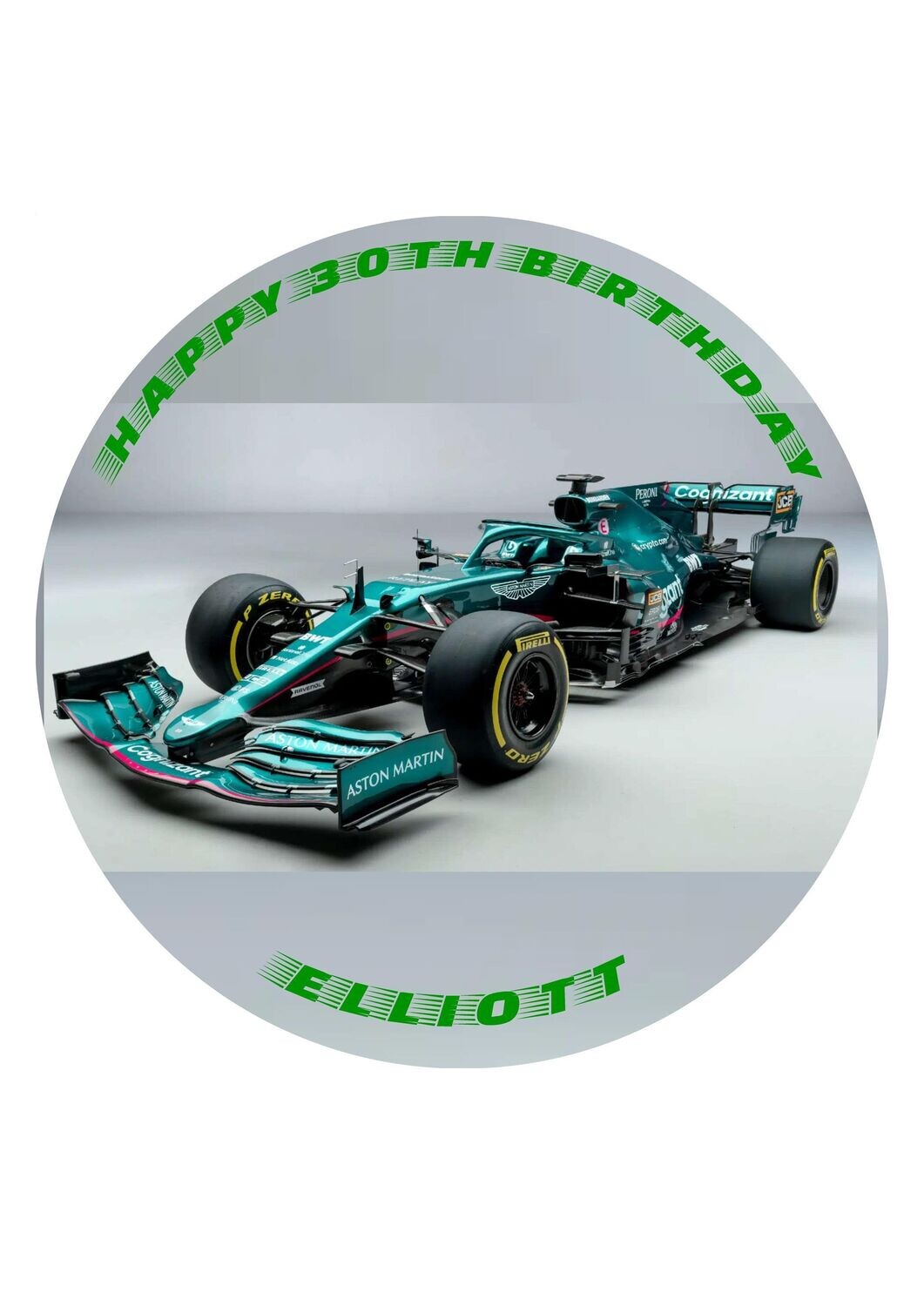 Aston Martin F1 Edible Birthday Cake Topper