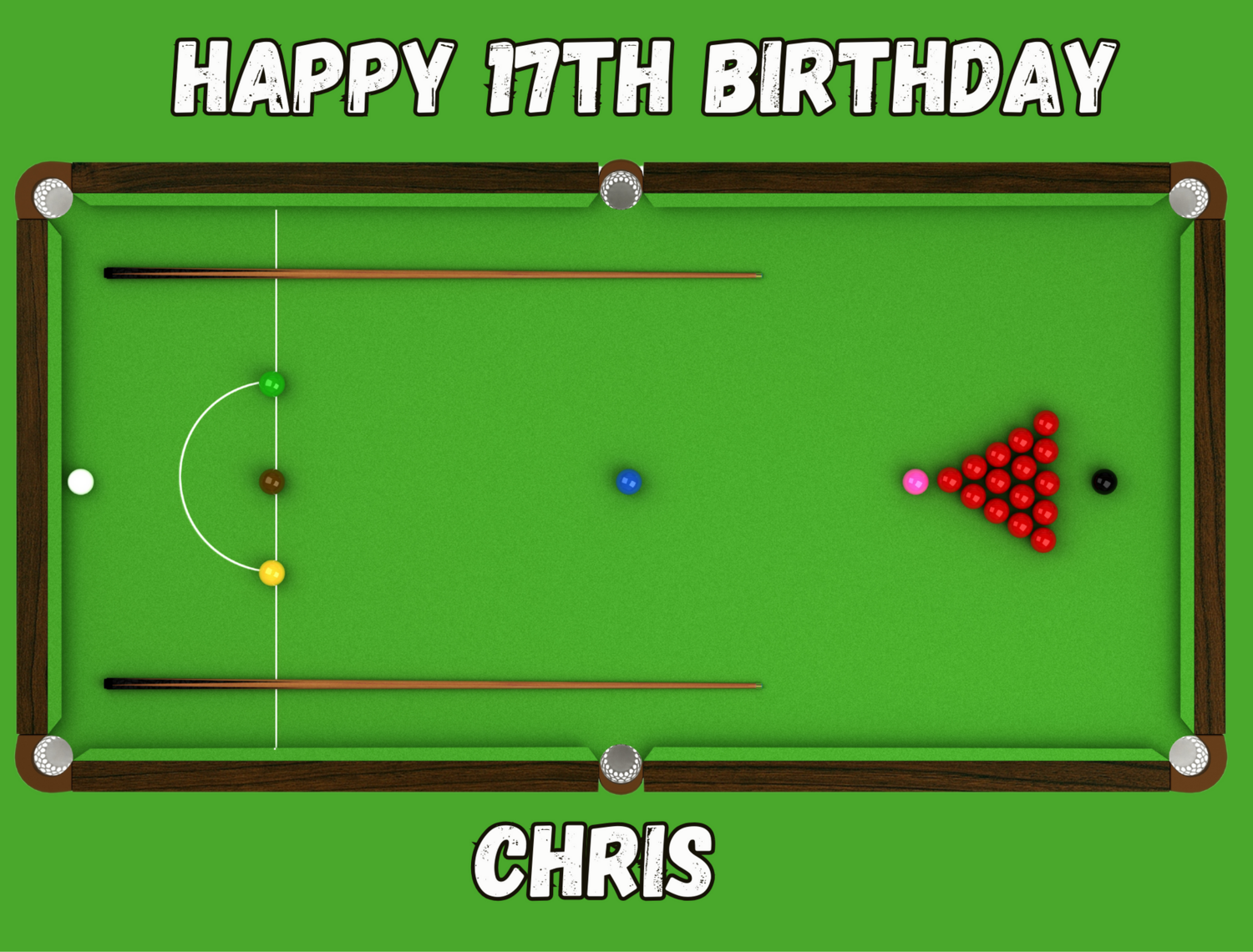 Snooker Table Edible A4 Size Birthday Cake Topper